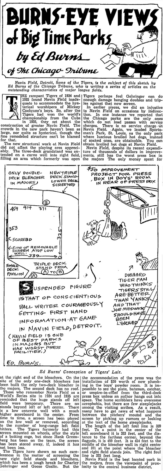 Burns-Eye Views of Big Time Parks, #9 – Navin Field – Behind the Bag